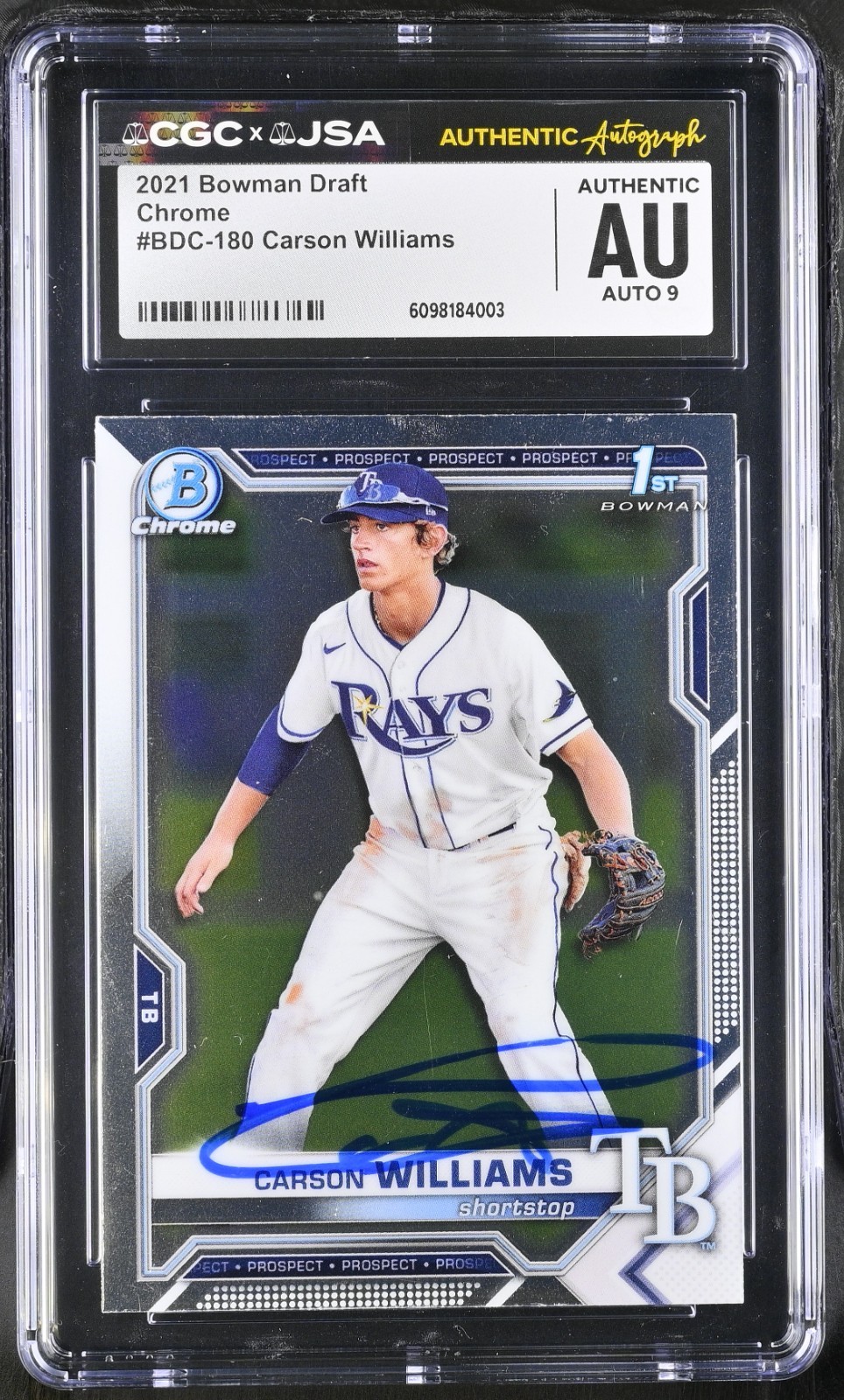 CARSON WILLIAMS SIGNED 2021 BOWMAN DRAFT CHROME CARD #BDC-180 CGC AU ...