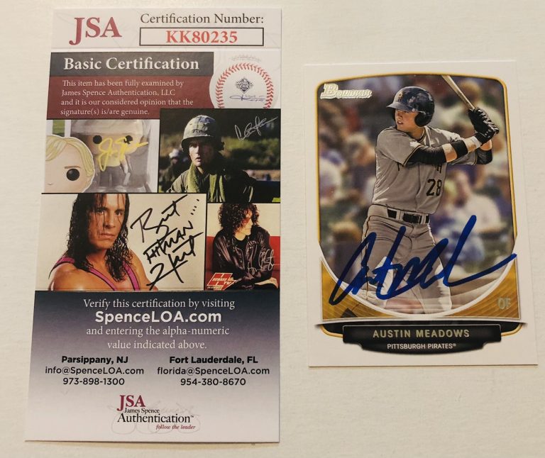 AUSTIN MEADOWS SIGNED 2013 BOWMAN DRAFT PROSPECT ROOKIE CARD JSA COA ...
