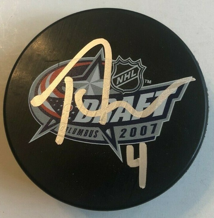 THOMAS HICKEY SIGNED 2007 NHL DRAFT PUCK W/ CASE ISLANDERS KINGS COA ...