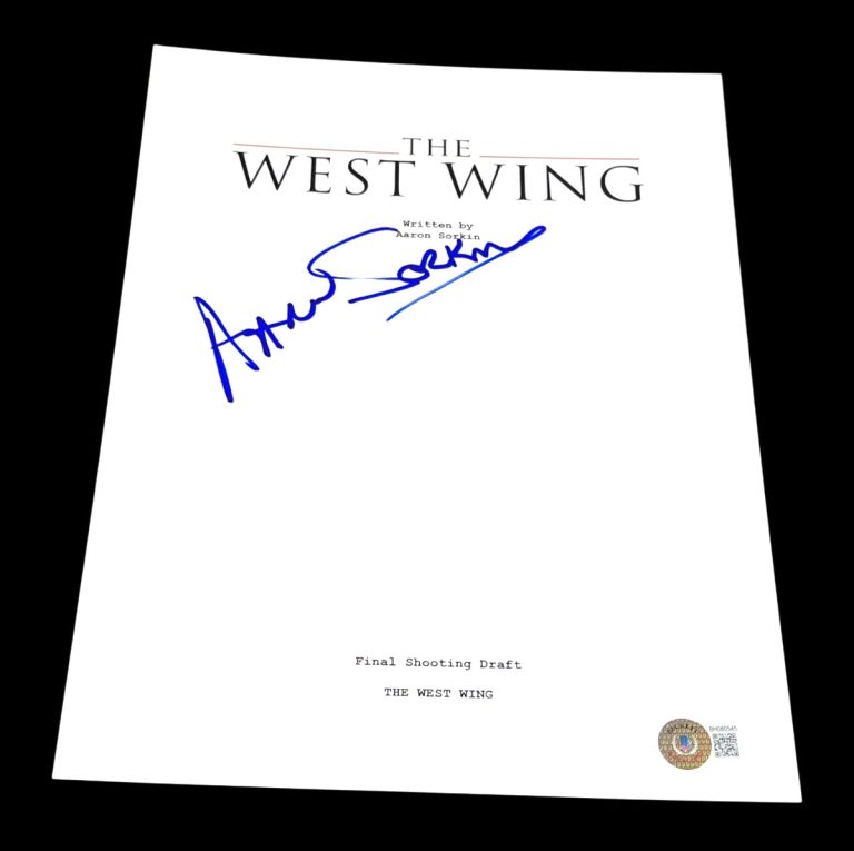 AARON SORKIN SIGNED AUTOGRAPH SCRIPT THE WEST WING BECKETT BAS AUTO COA ...