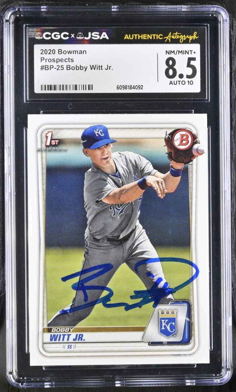 BOBBY WITT JR SIGNED 2020 BOWMAN PROSPECT ROOKIE CARD #BP-25 CGC 8.5 ...