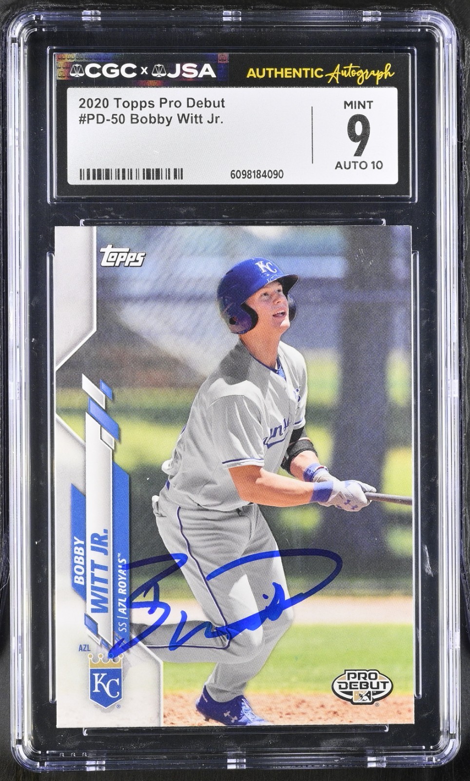 BOBBY WITT JR SIGNED 2020 TOPPS PRO DEBUT ROOKIE CARD #PD-50 CGC 9 JSA ...
