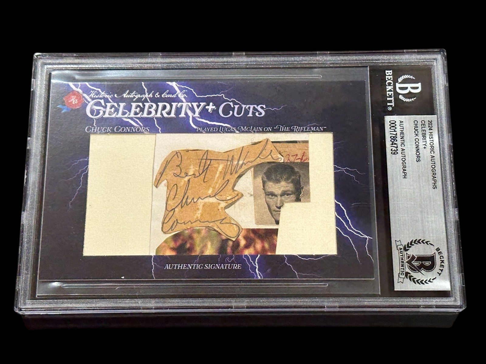 Chuck Connors The Rifleman Old Yeller Signed Autograph BAS Beckett Slab ...