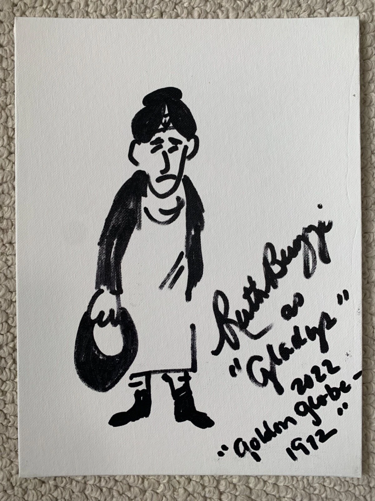 RUTH BUZZI SIGNED 9x12 ORIGINAL GLADYS ORMPHBY DRAWING ON CANVAS JSA ...