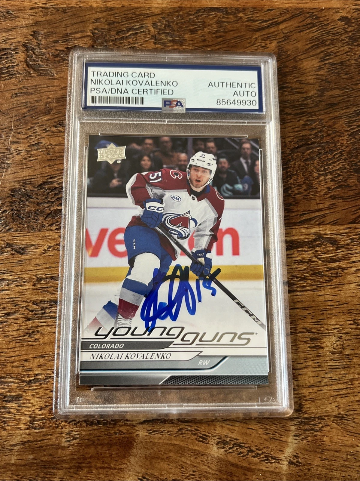Nikolai Kovalenko IP Signed UD Young Guns Card PSA DNA Slab Avalanche ...