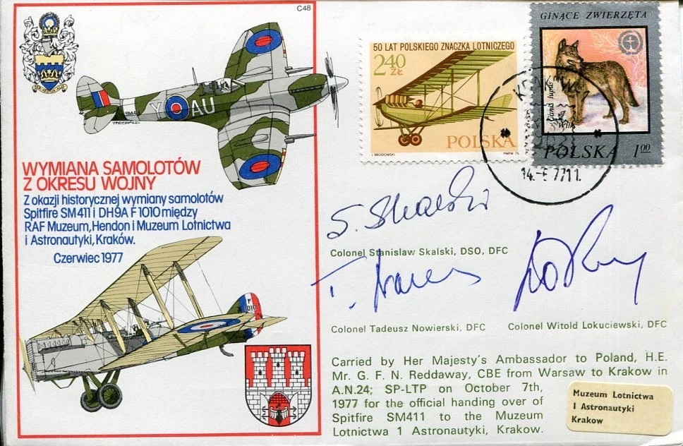 Stanislaw Skalski Tadeusz Nowierski Witold Lokuciewski WWII Ace Signed ...