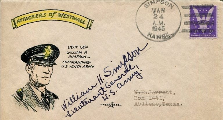 General William Hood Simpson WWII War Ninth Army Opera Overlord Signed ...