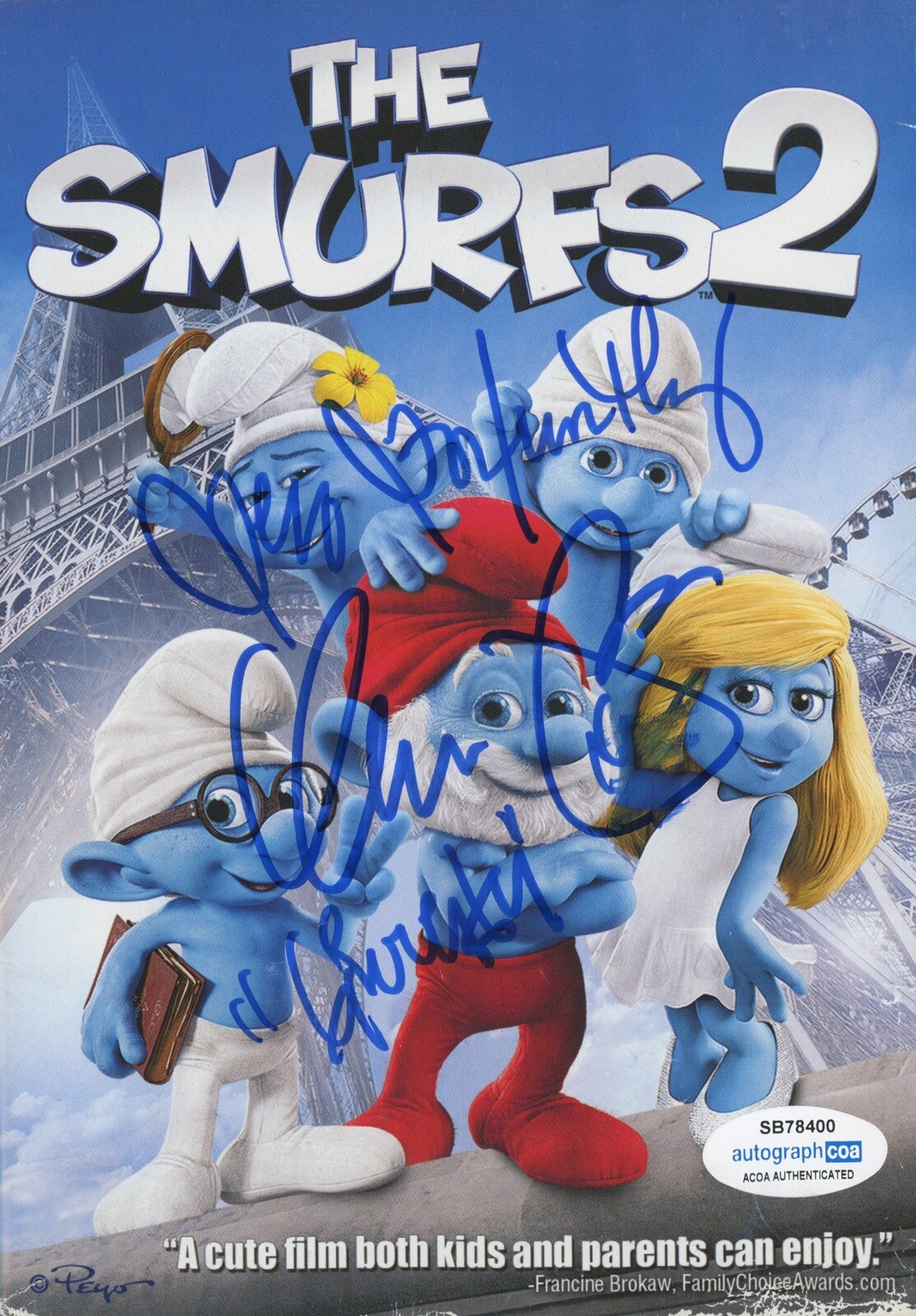 The Smurfs 2 DVD SIGNED BY GEORGE LOPEZ JEFF FOXWORTHY ACOA CERTIFIED ...