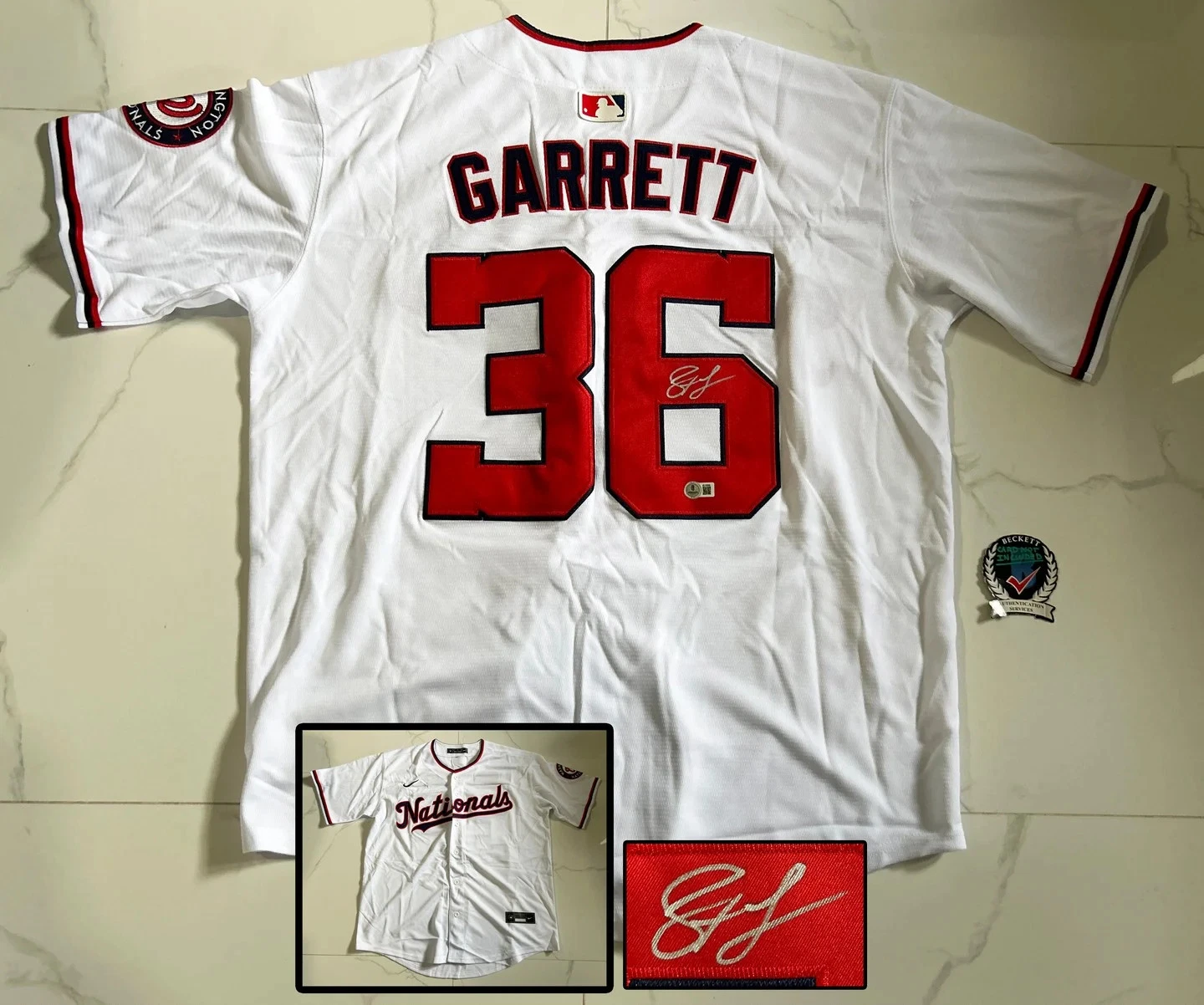 Stone Garrett Signed Jersey Washington Nationals Beckett BAS COA ...